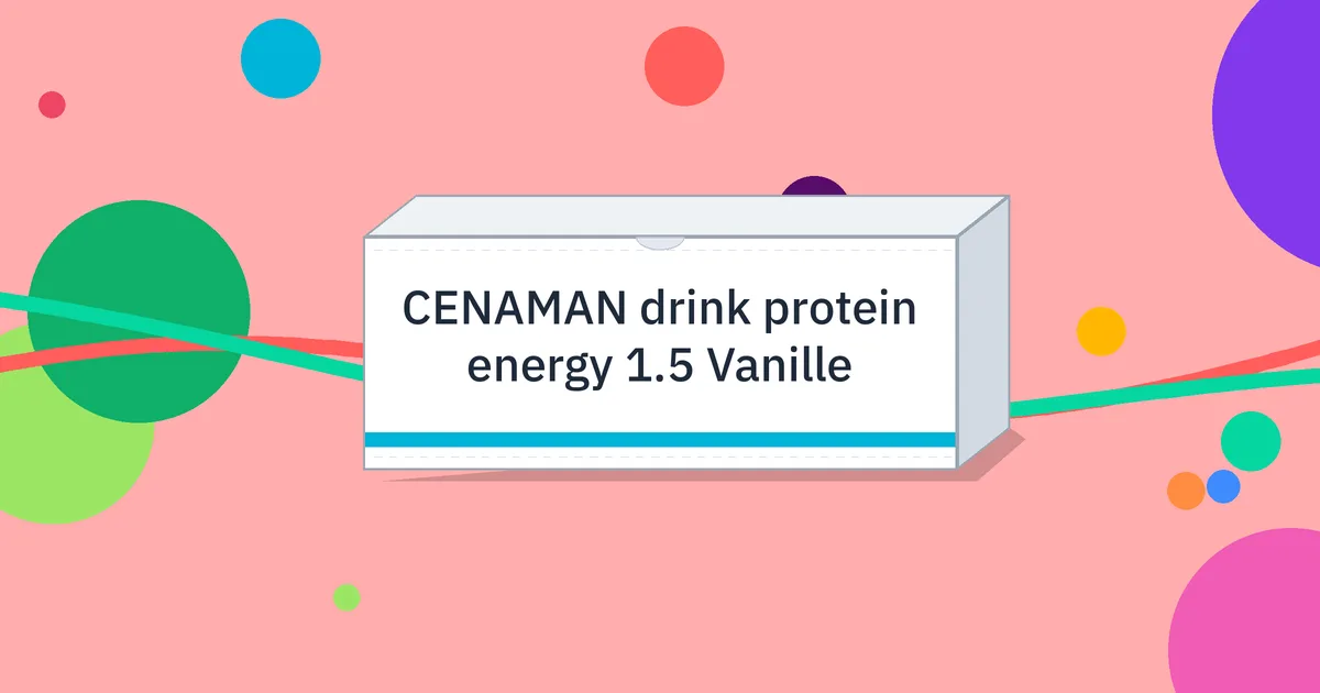 Symbolbild: Packung mit der Aufschrift CENAMAN drink protein energy 1.5 Vanille (PZN 13711079) – Verfügbarkeit und Bezug in Apotheken in Frankfurt am Main