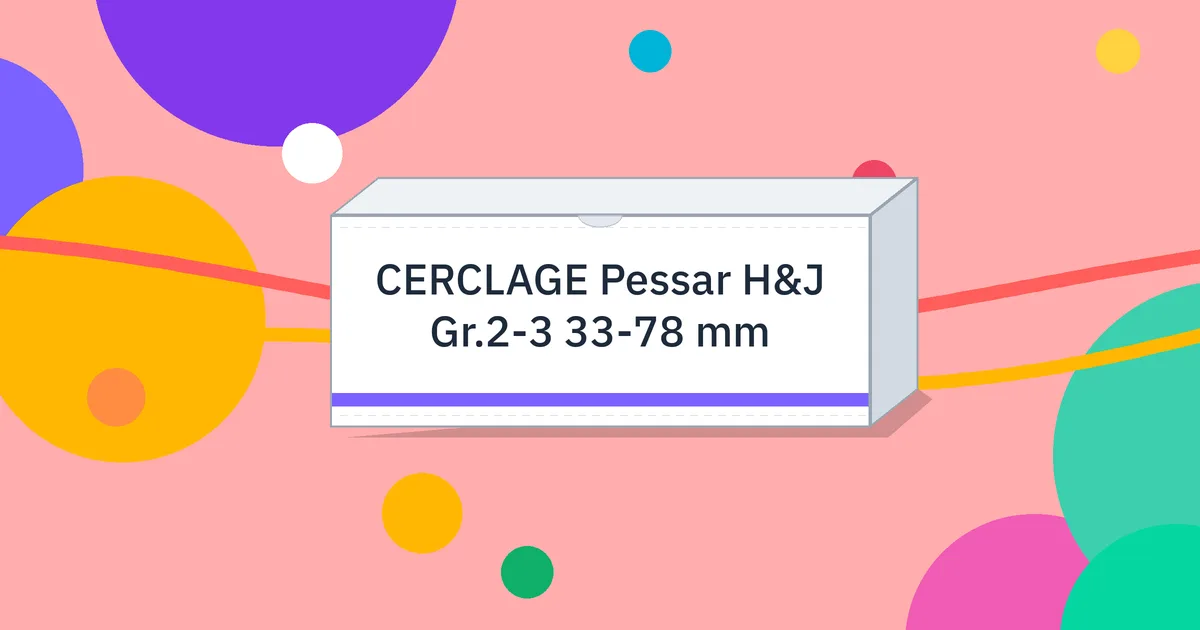 Symbolbild: Packung mit der Aufschrift CERCLAGE Pessar H&J Gr.2-3 33-78 mm (PZN 19105500) – Verfügbarkeit und Bezug in Apotheken in Frankfurt am Main