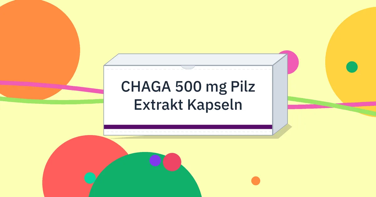 Symbolbild: Packung mit der Aufschrift CHAGA 500 mg Pilz Extrakt Kapseln (PZN 17178765) – Verfügbarkeit und Bezug in Apotheken in Frankfurt am Main