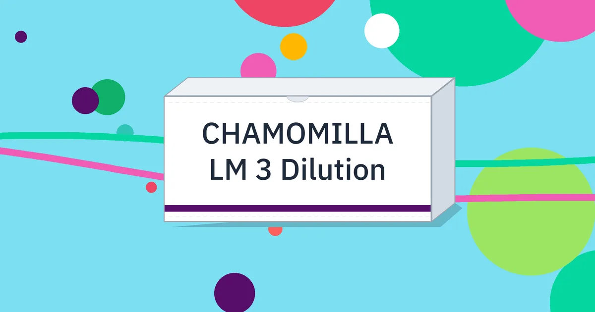 Symbolbild: Packung mit der Aufschrift CHAMOMILLA LM 3 Dilution (PZN 12812430) – Verfügbarkeit und Bezug in Apotheken in Frankfurt am Main