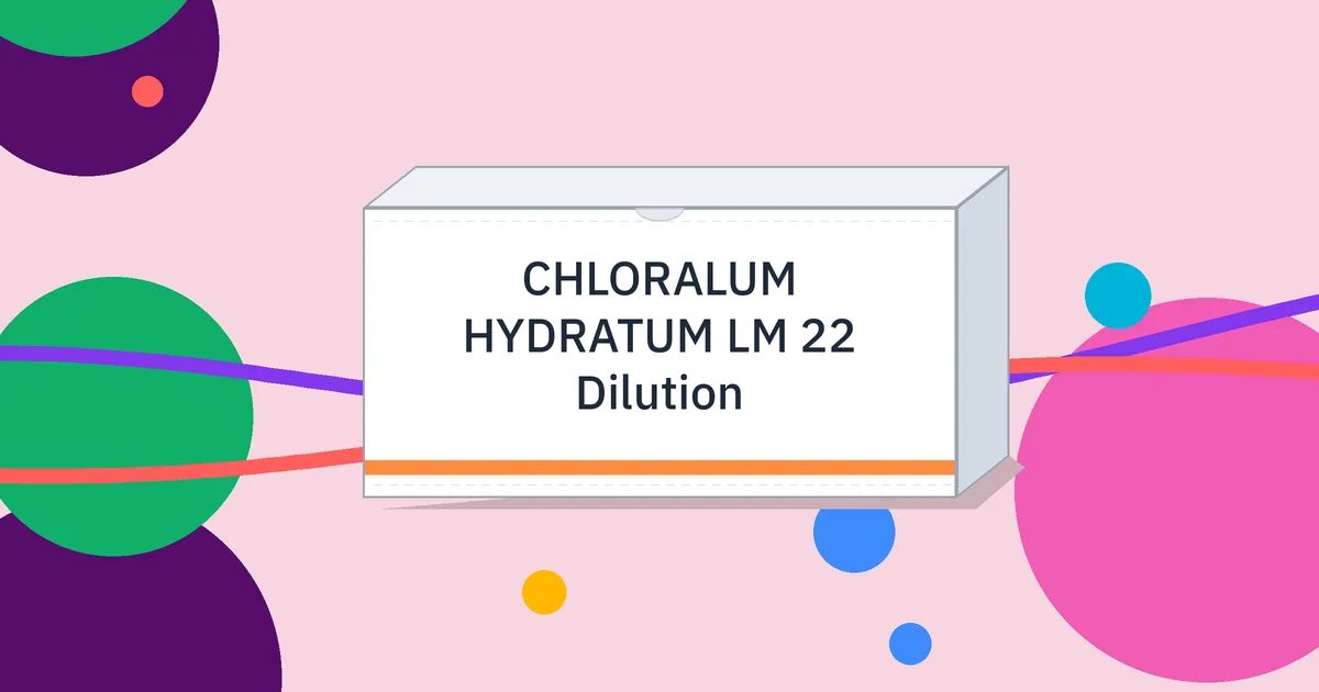Symbolbild: Packung mit der Aufschrift CHLORALUM HYDRATUM LM 22 Dilution (PZN 13444201) – Verfügbarkeit und Bezug in Apotheken in Frankfurt am Main
