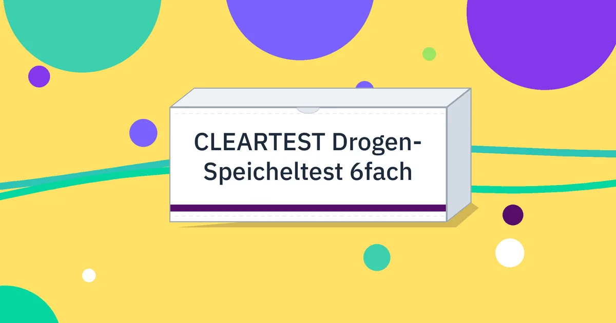 Symbolbild: Packung mit der Aufschrift CLEARTEST Drogen-Speicheltest 6fach (PZN 10628811) – Verfügbarkeit und Bezug in Apotheken in Frankfurt am Main
