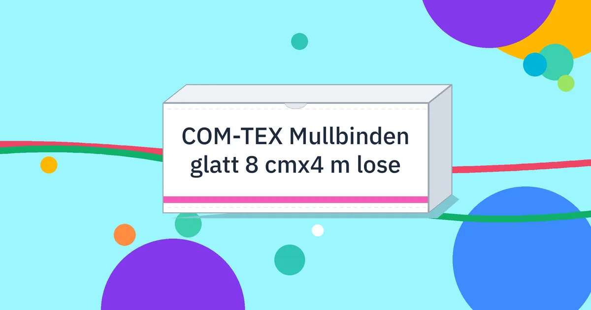 Symbolbild: Packung mit der Aufschrift COM-TEX Mullbinden glatt 8 cmx4 m lose (PZN 00028180) – Verfügbarkeit und Bezug in Apotheken in Frankfurt am Main