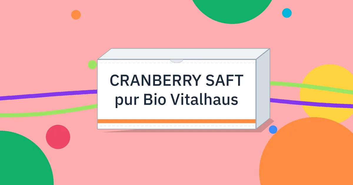 Symbolbild: Packung mit der Aufschrift CRANBERRY SAFT pur Bio Vitalhaus (PZN 06978563) – Verfügbarkeit und Bezug in Apotheken in Frankfurt am Main