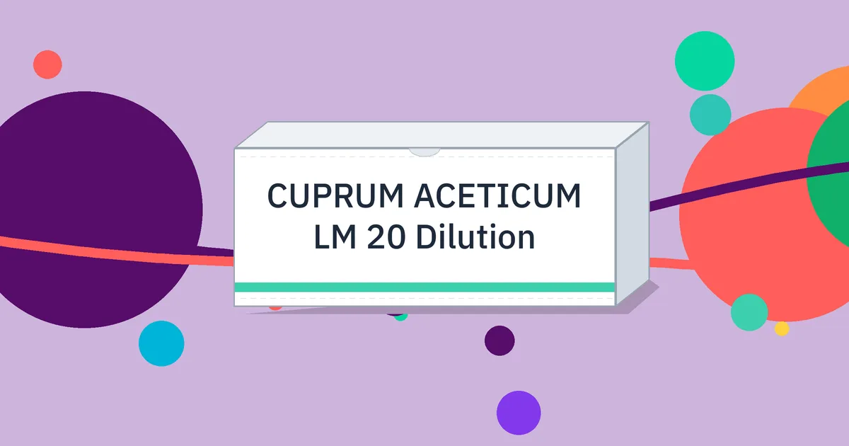 Symbolbild: Packung mit der Aufschrift CUPRUM ACETICUM LM 20 Dilution (PZN 12837387) – Verfügbarkeit und Bezug in Apotheken in Frankfurt am Main
