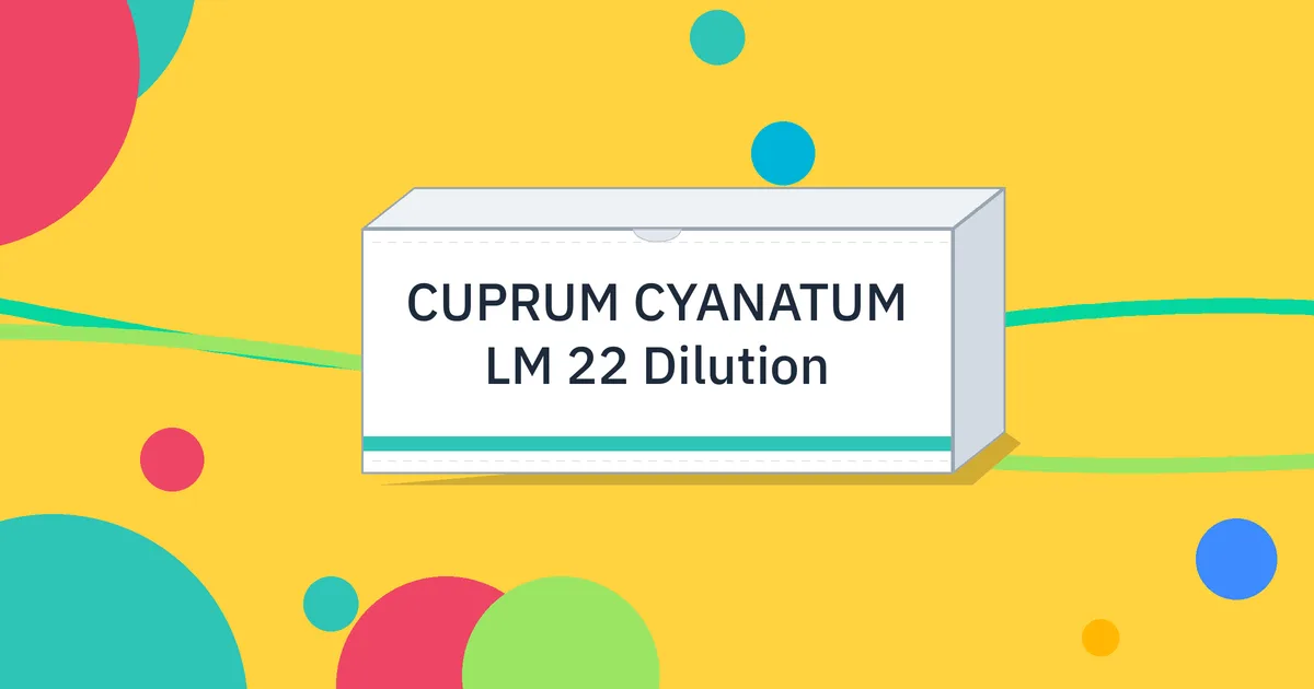 Symbolbild: Packung mit der Aufschrift CUPRUM CYANATUM LM 22 Dilution (PZN 13458315) – Verfügbarkeit und Bezug in Apotheken in Frankfurt am Main