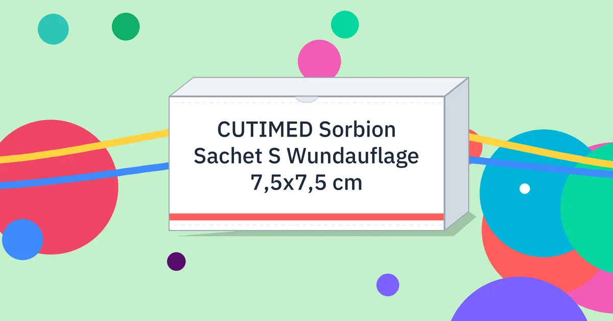 Symbolbild: Packung mit der Aufschrift CUTIMED Sorbion Sachet S Wundauflage 7,5x7,5 cm (PZN 11361310) – Verfügbarkeit und Bezug in Apotheken in Frankfurt am Main