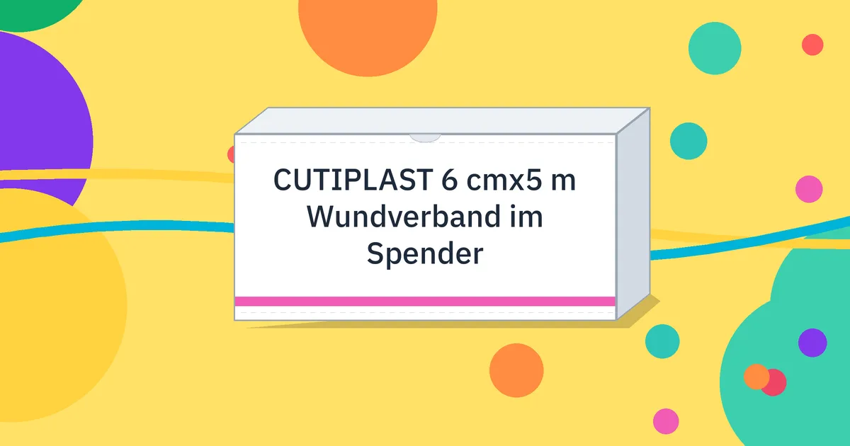 Symbolbild: Packung mit der Aufschrift CUTIPLAST 6 cmx5 m Wundverband im Spender (PZN 10275028) – Verfügbarkeit und Bezug in Apotheken in Frankfurt am Main