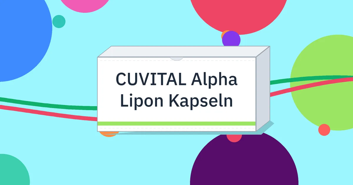 Symbolbild: Packung mit der Aufschrift CUVITAL Alpha Lipon Kapseln (PZN 01797822) – Verfügbarkeit und Bezug in Apotheken in Frankfurt am Main