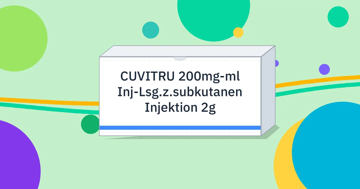 Symbolbild: Packung mit der Aufschrift CUVITRU 200mg-ml Inj-Lsg.z.subkutanen Injektion 2g (PZN 16358264) – Verfügbarkeit und Bezug in Apotheken in Frankfurt am Main