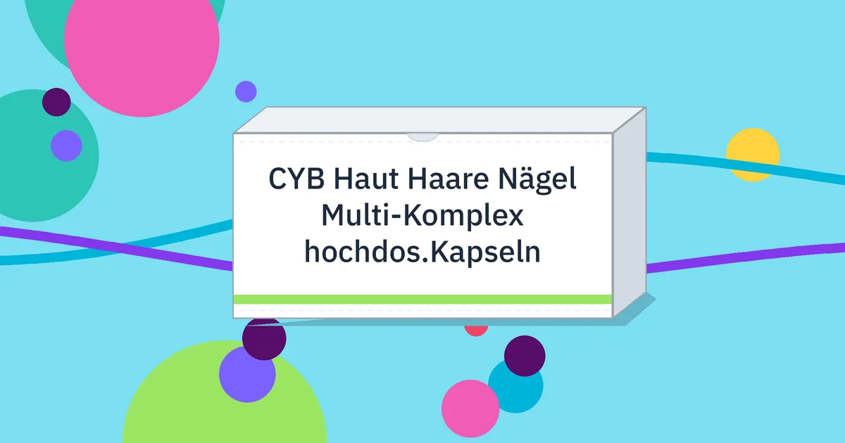 Symbolbild: Packung mit der Aufschrift CYB Haut Haare Nägel Multi-Komplex hochdos.Kapseln (PZN 18492452) – Verfügbarkeit und Bezug in Apotheken in Frankfurt am Main
