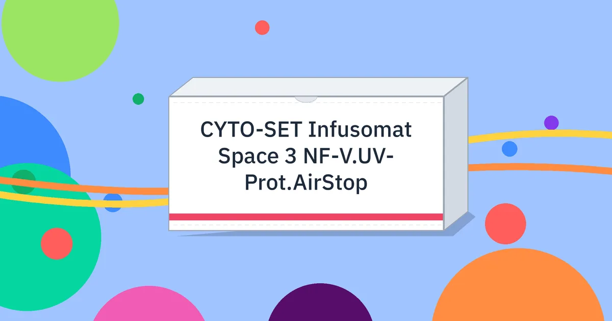 Symbolbild: Packung mit der Aufschrift CYTO-SET Infusomat Space 3 NF-V.UV-Prot.AirStop (PZN 12467298) – Verfügbarkeit und Bezug in Apotheken in Frankfurt am Main