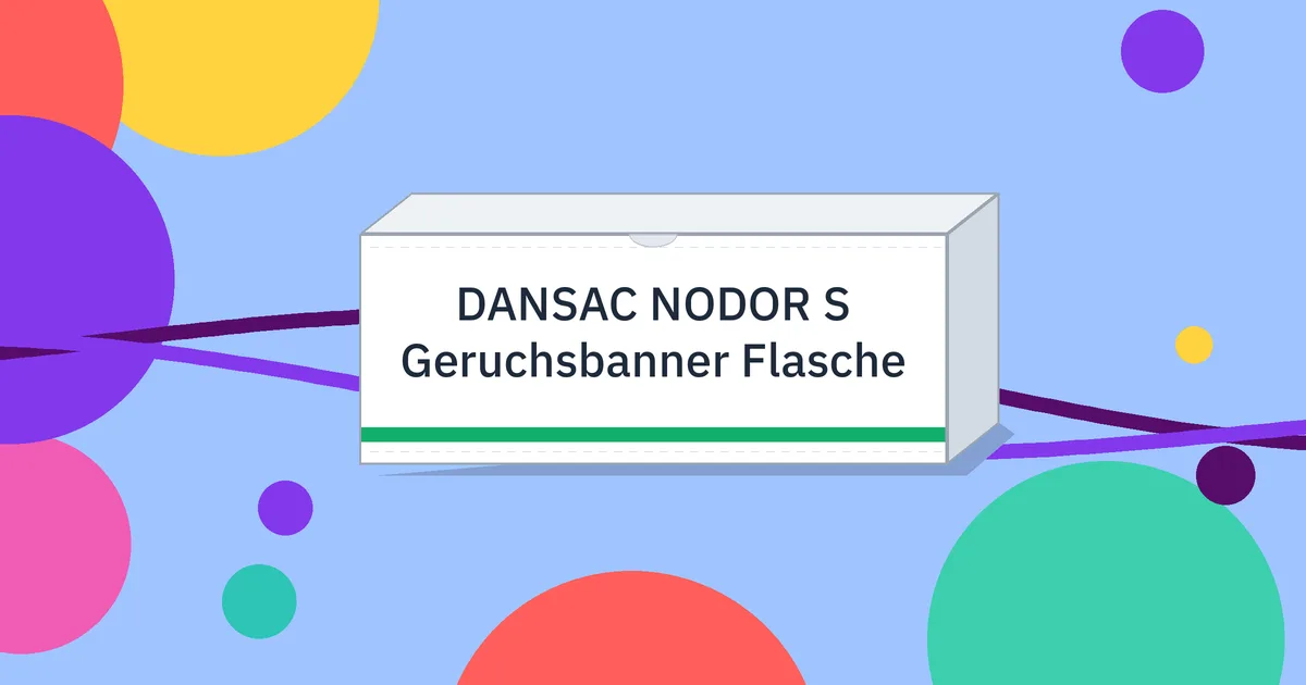 Symbolbild: Packung mit der Aufschrift DANSAC NODOR S Geruchsbanner Flasche (PZN 03506792) – Verfügbarkeit und Bezug in Apotheken in Frankfurt am Main