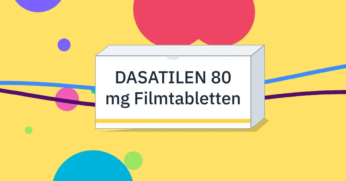 Symbolbild: Packung mit der Aufschrift DASATILEN 80 mg Filmtabletten (PZN 16138120) – Verfügbarkeit und Bezug in Apotheken in Frankfurt am Main