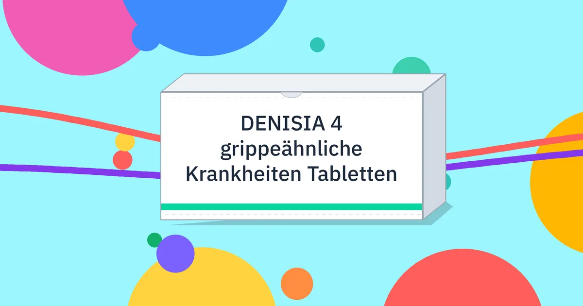 Symbolbild: Packung mit der Aufschrift DENISIA 4 grippeähnliche Krankheiten Tabletten (PZN 08494378) – Verfügbarkeit und Bezug in Apotheken in Frankfurt am Main