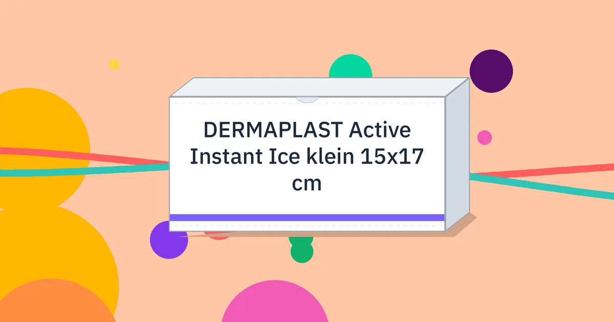 Symbolbild: Packung mit der Aufschrift DERMAPLAST Active Instant Ice klein 15x17 cm (PZN 19453655) – Verfügbarkeit und Bezug in Apotheken in Frankfurt am Main