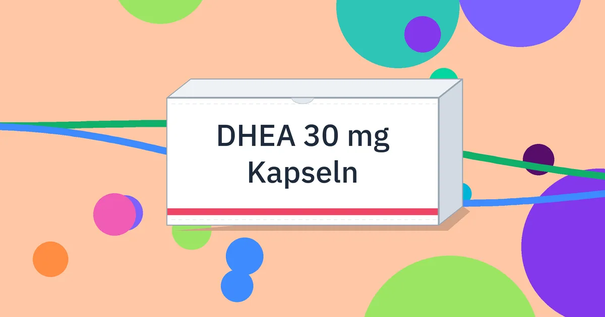 Symbolbild: Packung mit der Aufschrift DHEA 30 mg Kapseln (PZN 18718040) – Verfügbarkeit und Bezug in Apotheken in Frankfurt am Main