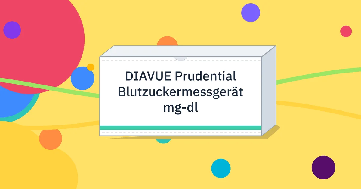 Symbolbild: Packung mit der Aufschrift DIAVUE Prudential Blutzuckermessgerät mg-dl (PZN 11646509) – Verfügbarkeit und Bezug in Apotheken in Frankfurt am Main
