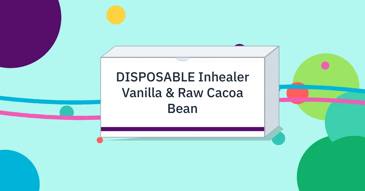 Symbolbild: Packung mit der Aufschrift DISPOSABLE Inhealer Vanilla & Raw Cacoa Bean (PZN 18907723) – Verfügbarkeit und Bezug in Apotheken in Frankfurt am Main
