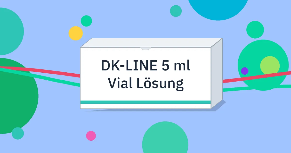 Symbolbild: Packung mit der Aufschrift DK-LINE 5 ml Vial Lösung (PZN 01505529) – Verfügbarkeit und Bezug in Apotheken in Frankfurt am Main