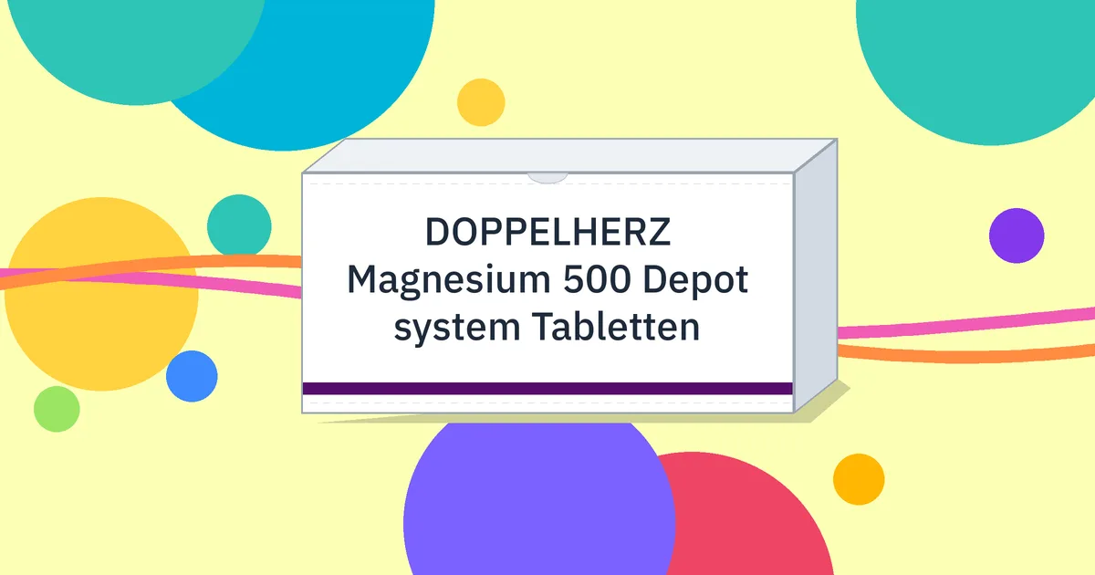 Symbolbild: Packung mit der Aufschrift DOPPELHERZ Magnesium 500 Depot system Tabletten (PZN 17536526) – Verfügbarkeit und Bezug in Apotheken in Frankfurt am Main