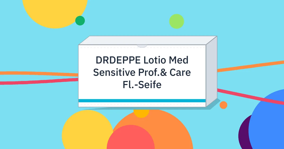 Symbolbild: Packung mit der Aufschrift DRDEPPE Lotio Med Sensitive Prof.& Care Fl.-Seife (PZN 18311924) – Verfügbarkeit und Bezug in Apotheken in Frankfurt am Main