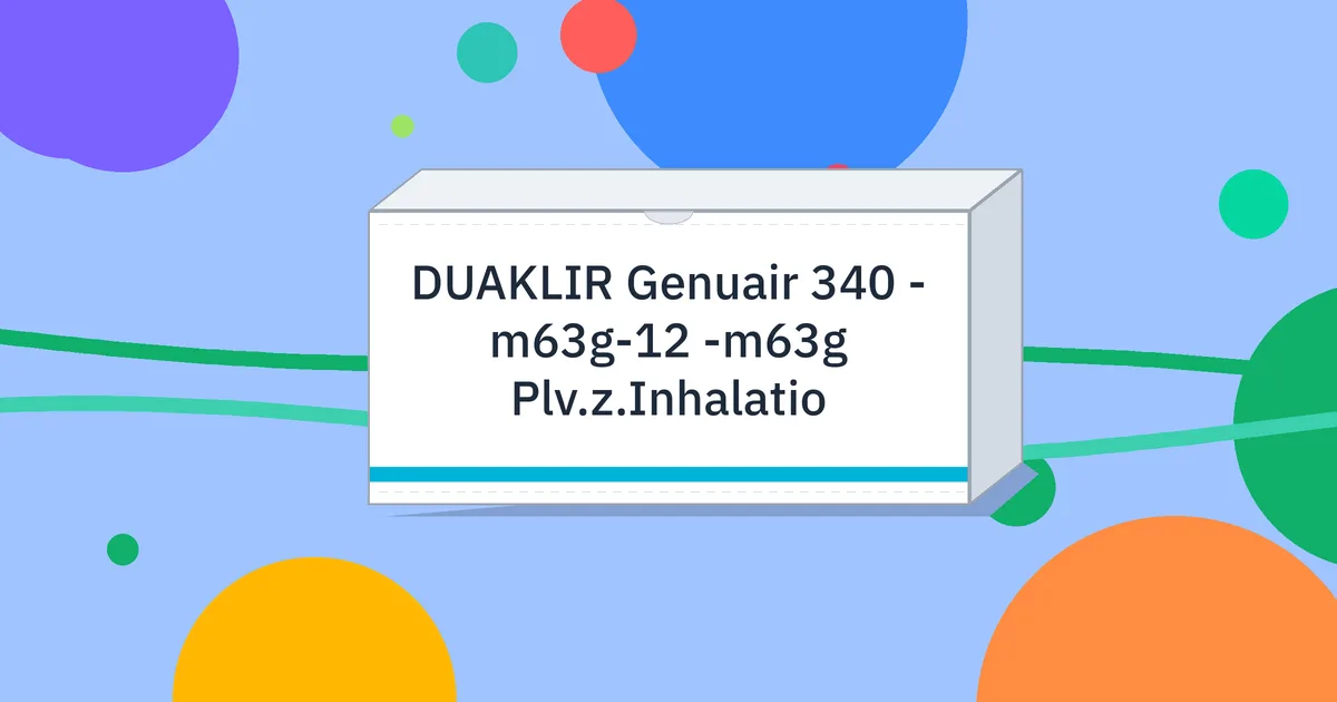 Symbolbild: Packung mit der Aufschrift DUAKLIR Genuair 340 -m63g-12 -m63g Plv.z.Inhalatio (PZN 14252975) – Verfügbarkeit und Bezug in Apotheken in Frankfurt am Main