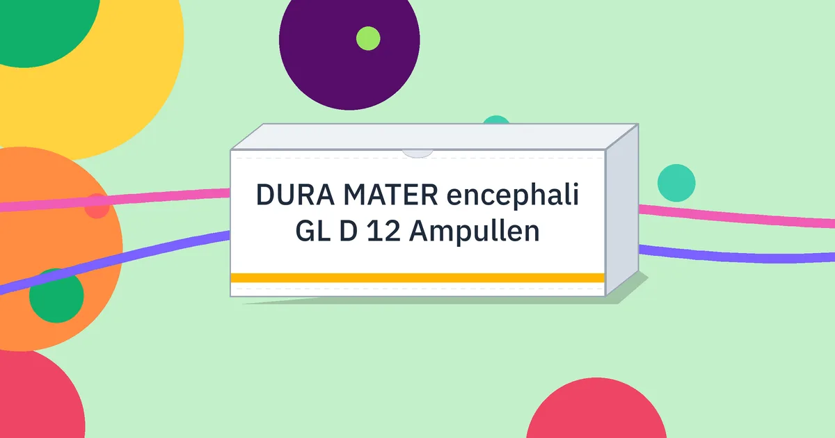 Symbolbild: Packung mit der Aufschrift DURA MATER encephali GL D 12 Ampullen (PZN 02920319) – Verfügbarkeit und Bezug in Apotheken in Frankfurt am Main
