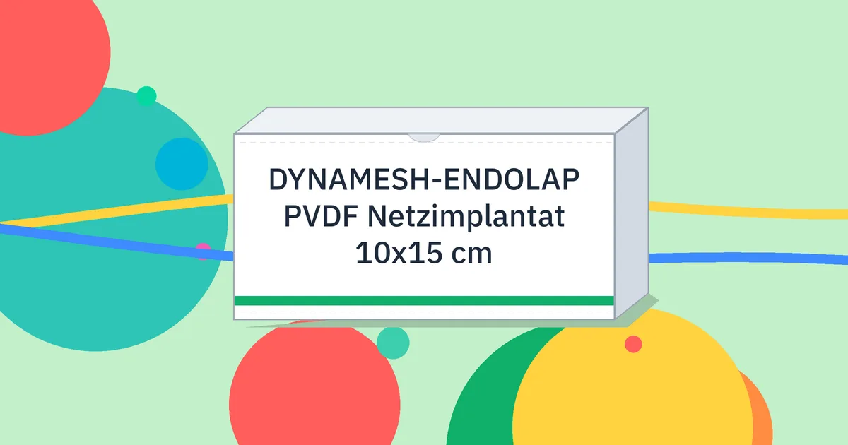 Symbolbild: Packung mit der Aufschrift DYNAMESH-ENDOLAP PVDF Netzimplantat 10x15 cm (PZN 19372566) – Verfügbarkeit und Bezug in Apotheken in Frankfurt am Main