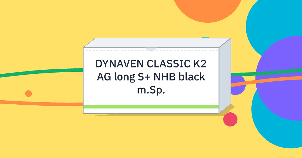 Symbolbild: Packung mit der Aufschrift DYNAVEN CLASSIC K2 AG long S+ NHB black m.Sp. (PZN 18418622) – Verfügbarkeit und Bezug in Apotheken in Frankfurt am Main