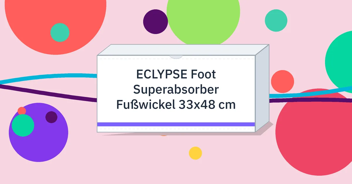 Symbolbild: Packung mit der Aufschrift ECLYPSE Foot Superabsorber Fußwickel 33x48 cm (PZN 07049765) – Verfügbarkeit und Bezug in Apotheken in Frankfurt am Main