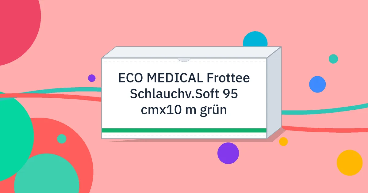 Symbolbild: Packung mit der Aufschrift ECO MEDICAL Frottee Schlauchv.Soft 95 cmx10 m grün (PZN 00881153) – Verfügbarkeit und Bezug in Apotheken in Frankfurt am Main