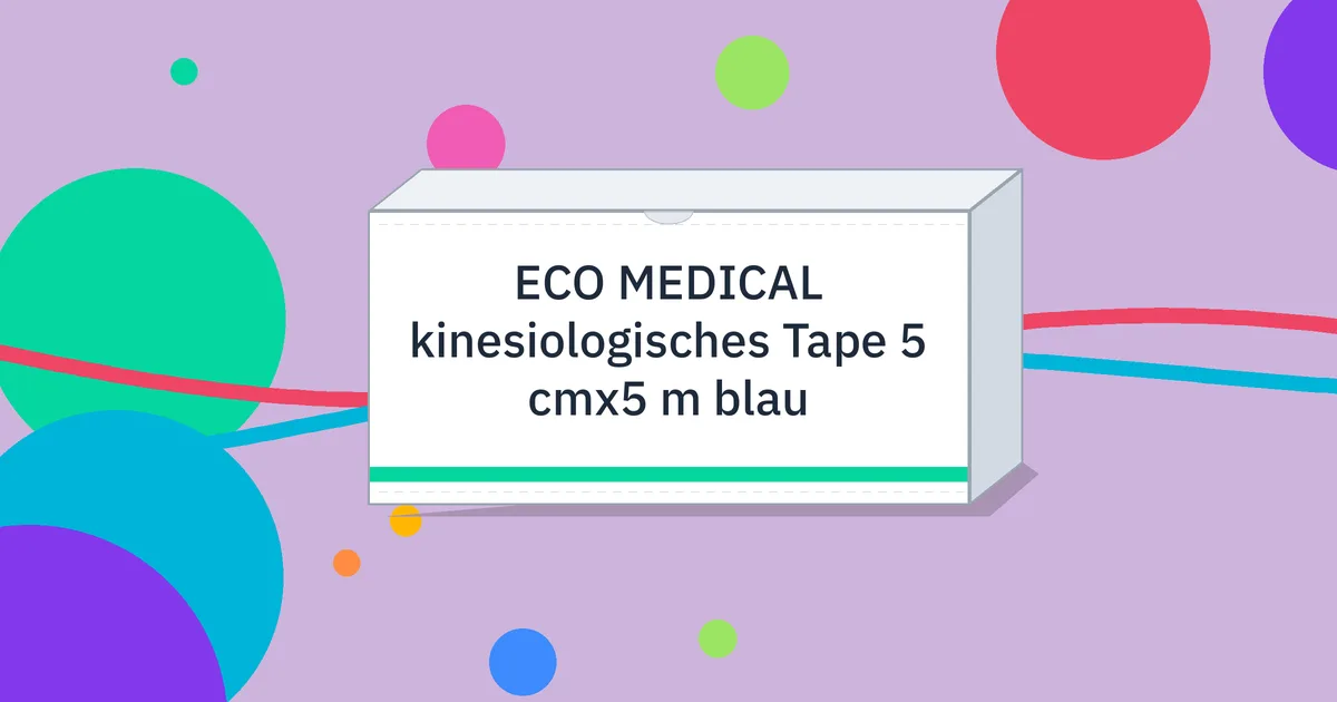 Symbolbild: Packung mit der Aufschrift ECO MEDICAL kinesiologisches Tape 5 cmx5 m blau (PZN 10109011) – Verfügbarkeit und Bezug in Apotheken in Frankfurt am Main