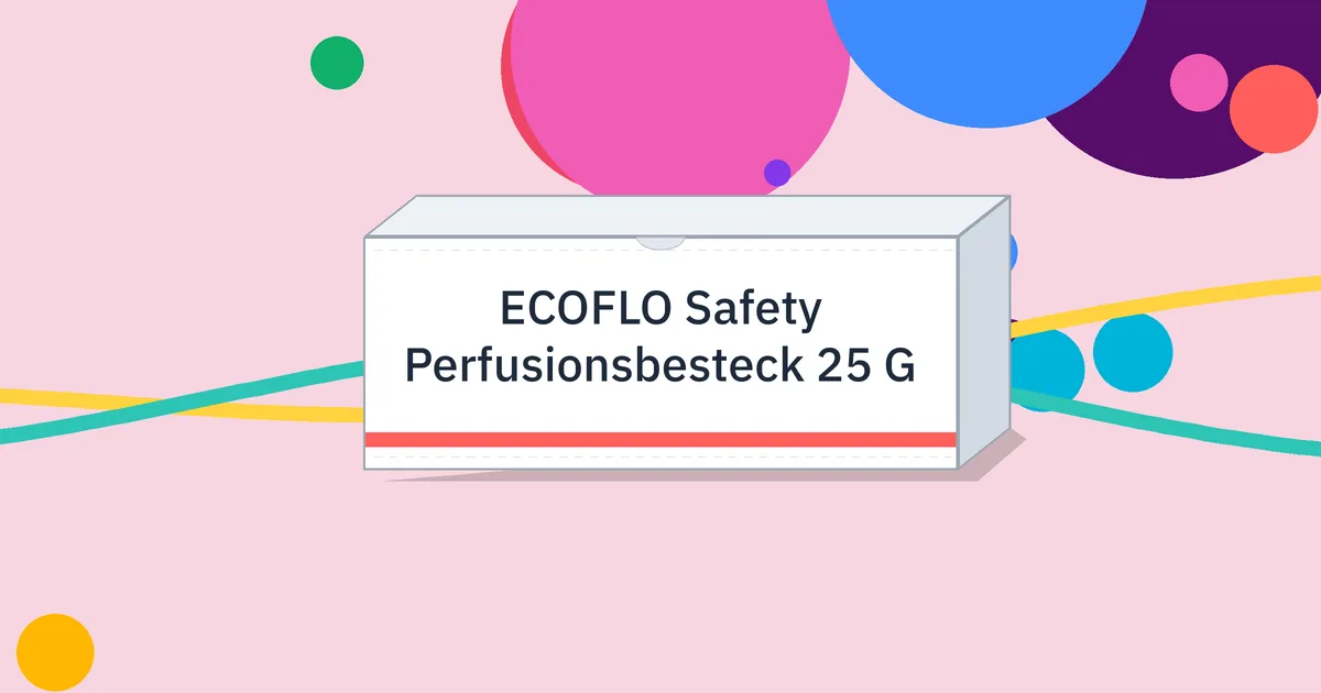 Symbolbild: Packung mit der Aufschrift ECOFLO Safety Perfusionsbesteck 25 G (PZN 19888548) – Verfügbarkeit und Bezug in Apotheken in Frankfurt am Main