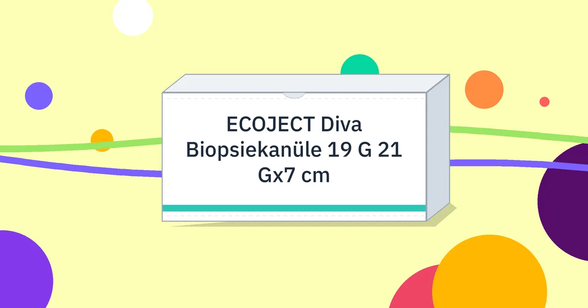 Symbolbild: Packung mit der Aufschrift ECOJECT Diva Biopsiekanüle 19 G 21 Gx7 cm (PZN 06125470) – Verfügbarkeit und Bezug in Apotheken in Frankfurt am Main