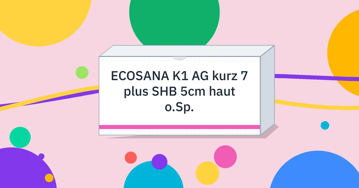 Symbolbild: Packung mit der Aufschrift ECOSANA K1 AG kurz 7 plus SHB 5cm haut o.Sp. (PZN 04731054) – Verfügbarkeit und Bezug in Apotheken in Frankfurt am Main