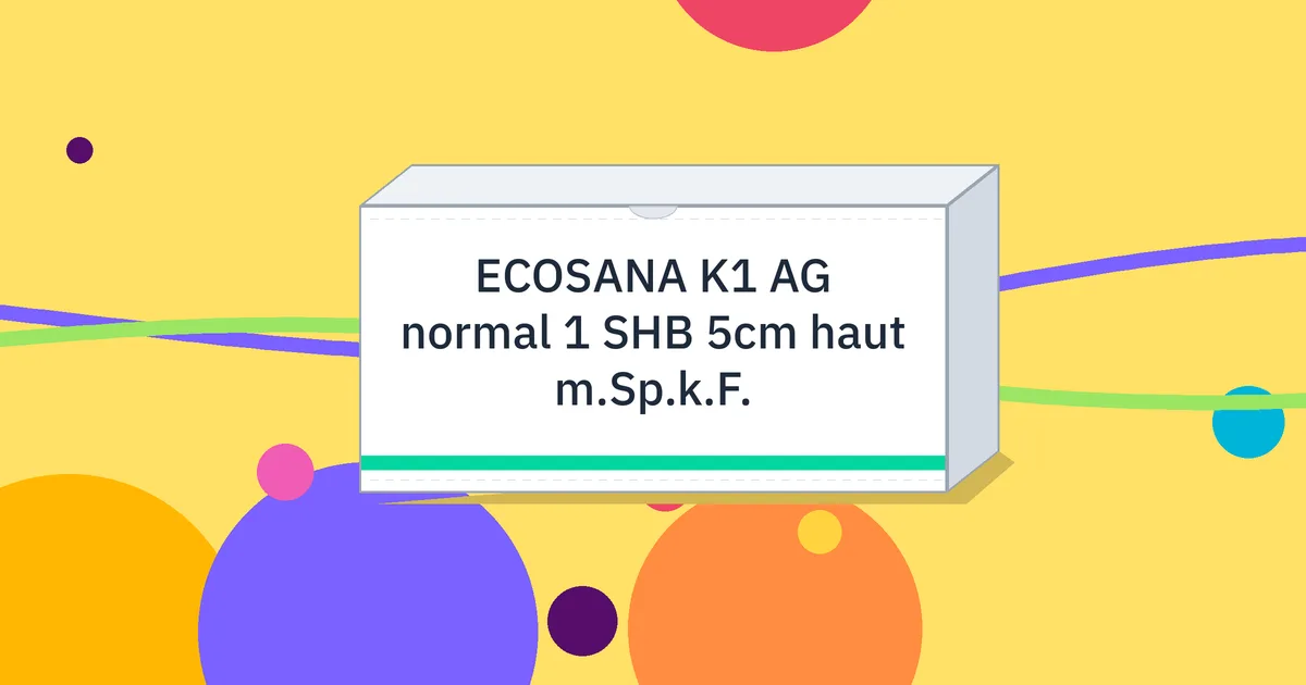 Symbolbild: Packung mit der Aufschrift ECOSANA K1 AG normal 1 SHB 5cm haut m.Sp.k.F. (PZN 04726136) – Verfügbarkeit und Bezug in Apotheken in Frankfurt am Main