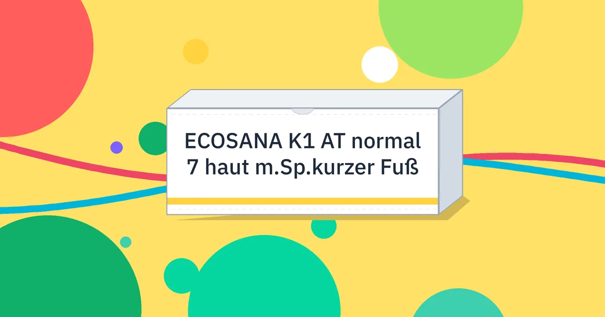Symbolbild: Packung mit der Aufschrift ECOSANA K1 AT normal 7 haut m.Sp.kurzer Fuß (PZN 04732444) – Verfügbarkeit und Bezug in Apotheken in Frankfurt am Main