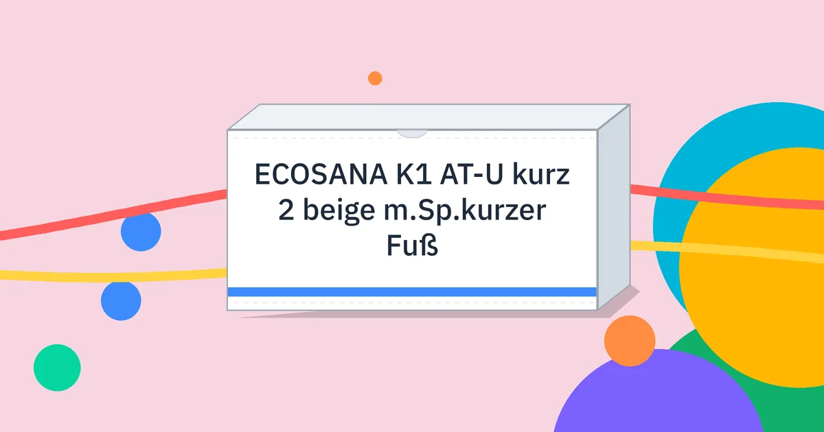 Symbolbild: Packung mit der Aufschrift ECOSANA K1 AT-U kurz 2 beige m.Sp.kurzer Fuß (PZN 04733308) – Verfügbarkeit und Bezug in Apotheken in Frankfurt am Main
