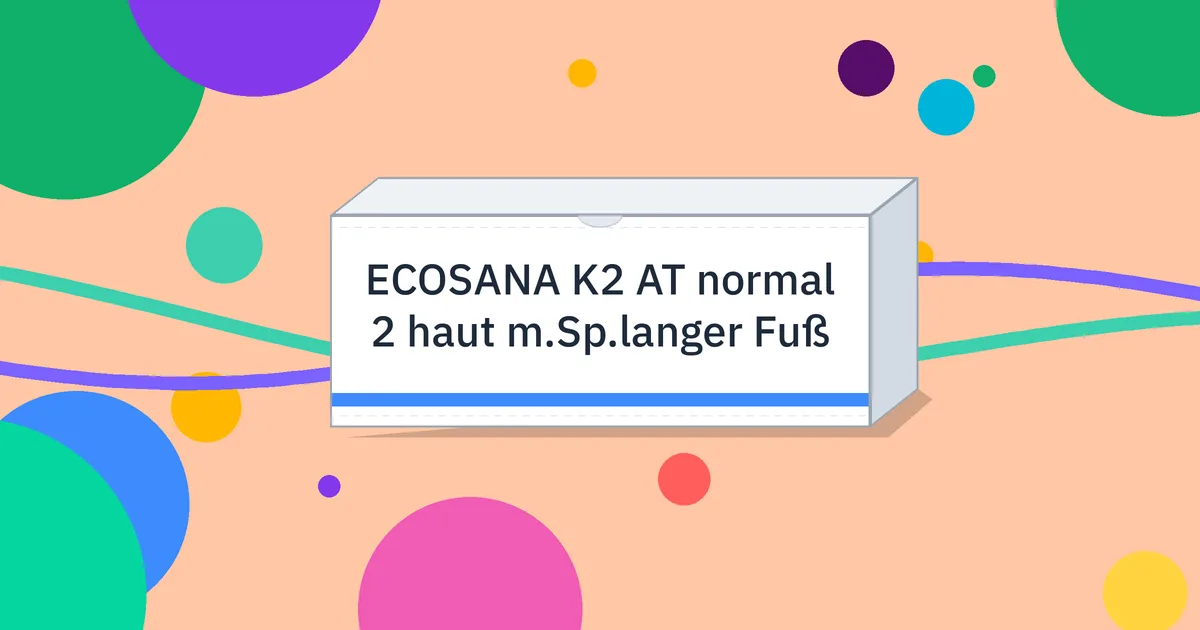 Symbolbild: Packung mit der Aufschrift ECOSANA K2 AT normal 2 haut m.Sp.langer Fuß (PZN 10956171) – Verfügbarkeit und Bezug in Apotheken in Frankfurt am Main