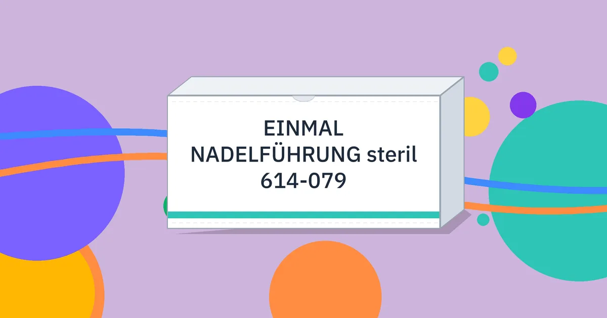 Symbolbild: Packung mit der Aufschrift EINMAL NADELFÜHRUNG steril 614-079 (PZN 16258373) – Verfügbarkeit und Bezug in Apotheken in Frankfurt am Main