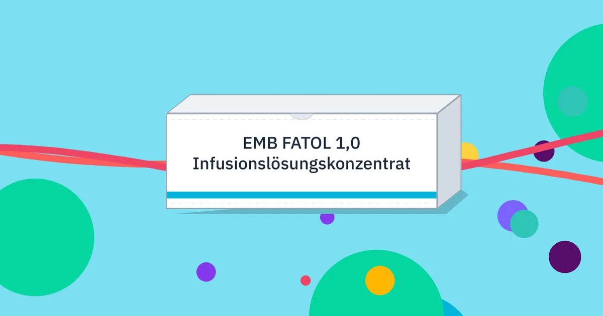 Symbolbild: Packung mit der Aufschrift EMB FATOL 1,0 Infusionslösungskonzentrat (PZN 03838287) – Verfügbarkeit und Bezug in Apotheken in Frankfurt am Main