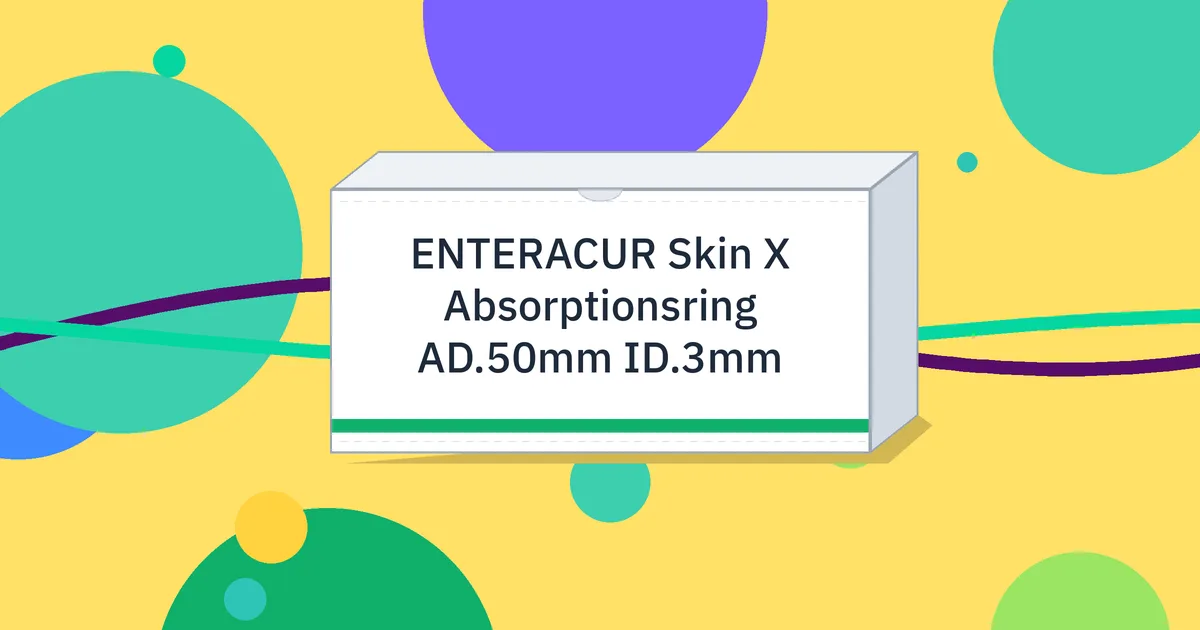 Symbolbild: Packung mit der Aufschrift ENTERACUR Skin X Absorptionsring AD.50mm ID.3mm (PZN 19122295) – Verfügbarkeit und Bezug in Apotheken in Frankfurt am Main