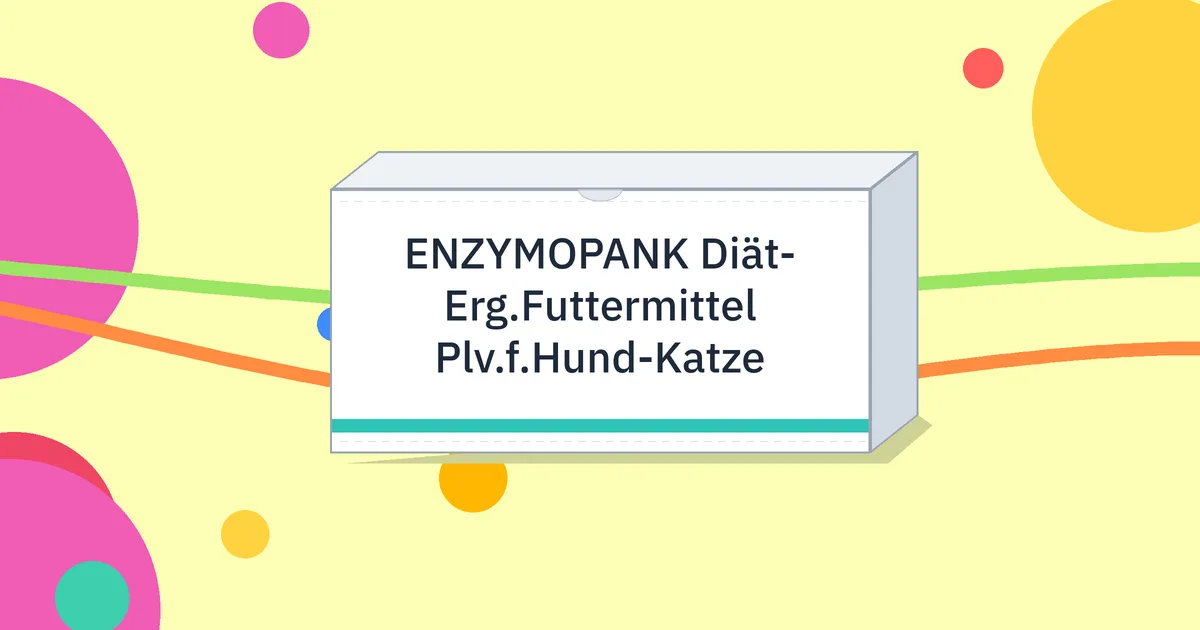 Symbolbild: Packung mit der Aufschrift ENZYMOPANK Diät-Erg.Futtermittel Plv.f.Hund-Katze (PZN 18103321) – Verfügbarkeit und Bezug in Apotheken in Frankfurt am Main