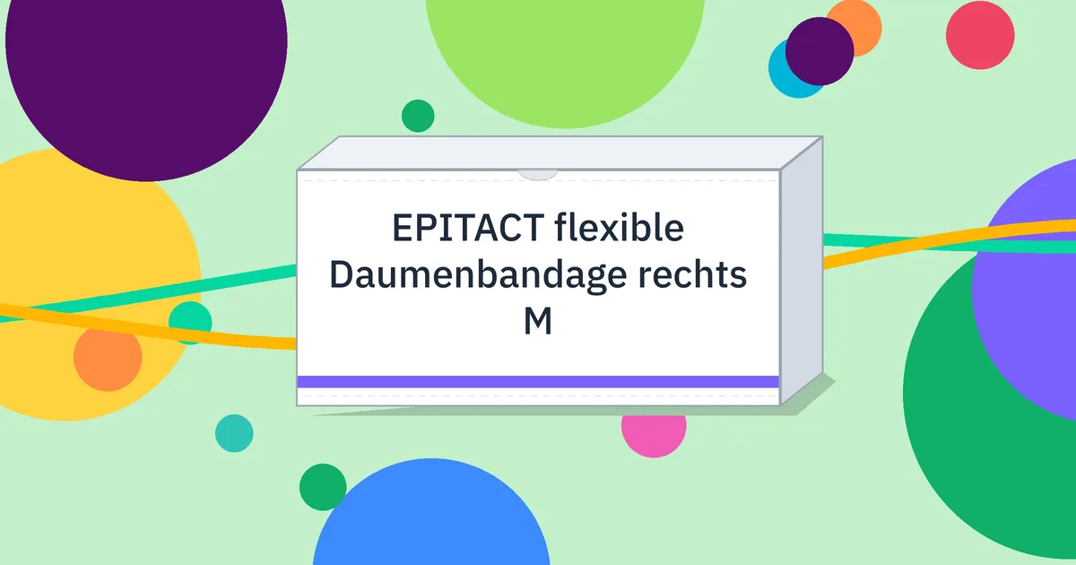 Symbolbild: Packung mit der Aufschrift EPITACT flexible Daumenbandage rechts M (PZN 14290160) – Verfügbarkeit und Bezug in Apotheken in Frankfurt am Main