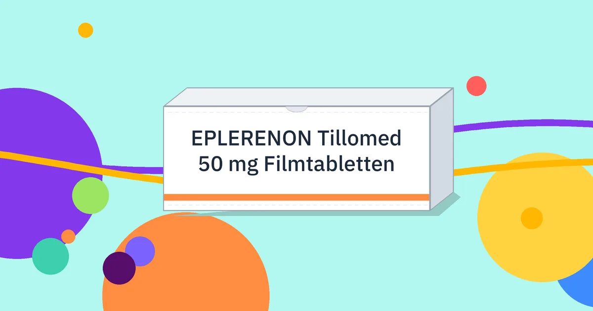 Symbolbild: Packung mit der Aufschrift EPLERENON Tillomed 50 mg Filmtabletten (PZN 17526947) – Verfügbarkeit und Bezug in Apotheken in Frankfurt am Main