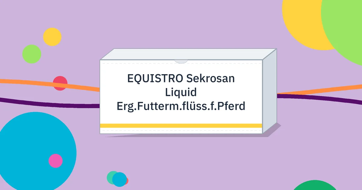 Symbolbild: Packung mit der Aufschrift EQUISTRO Sekrosan Liquid Erg.Futterm.flüss.f.Pferd (PZN 16361941) – Verfügbarkeit und Bezug in Apotheken in Frankfurt am Main