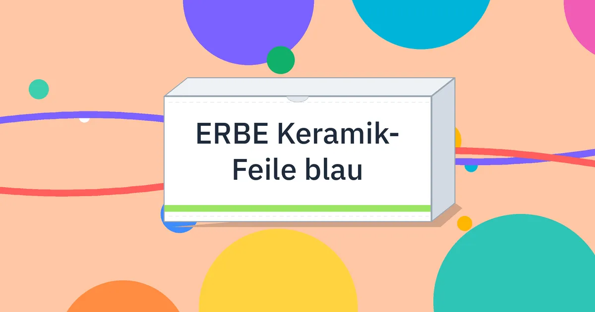 Symbolbild: Packung mit der Aufschrift ERBE Keramik-Feile blau (PZN 14221012) – Verfügbarkeit und Bezug in Apotheken in Frankfurt am Main