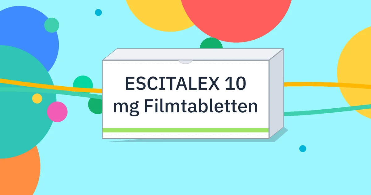 Symbolbild: Packung mit der Aufschrift ESCITALEX 10 mg Filmtabletten (PZN 10399799) – Verfügbarkeit und Bezug in Apotheken in Frankfurt am Main