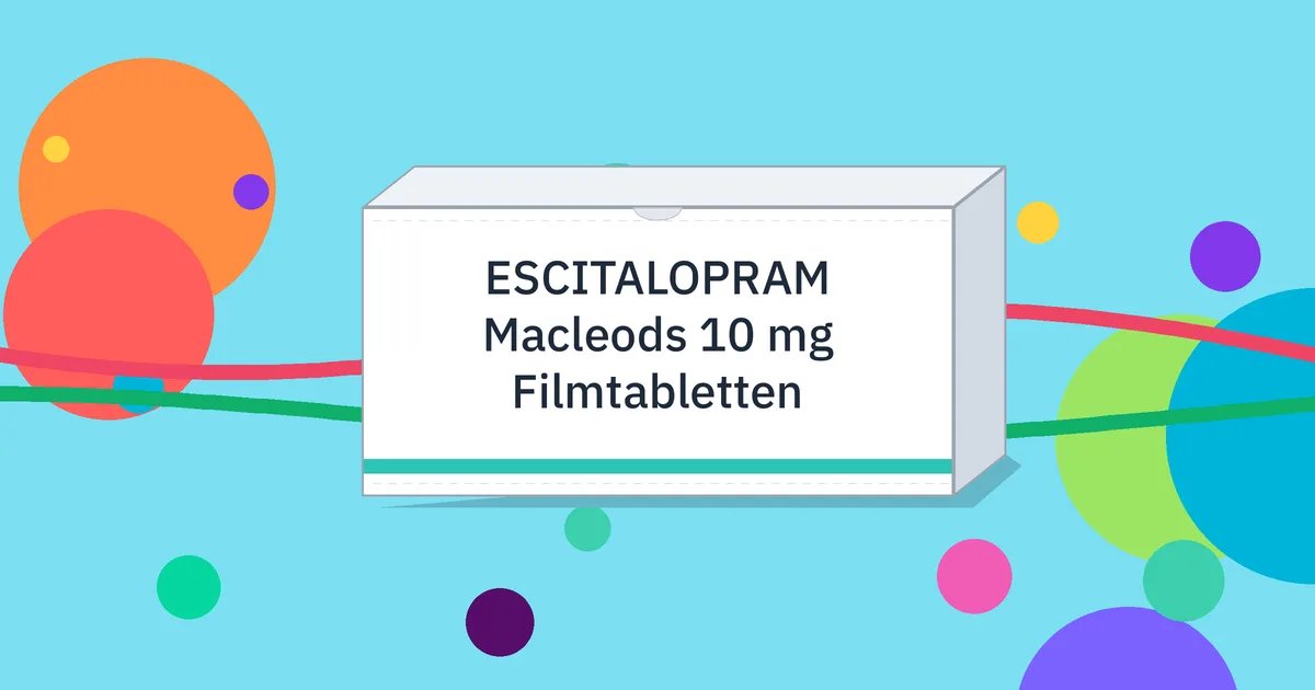 Symbolbild: Packung mit der Aufschrift ESCITALOPRAM Macleods 10 mg Filmtabletten (PZN 18275482) – Verfügbarkeit und Bezug in Apotheken in Frankfurt am Main